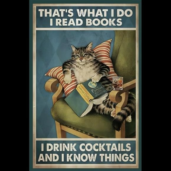 Art | Funny Cat Drinking Bar Posters Feline Humor Wall Art Decor Set Of ...